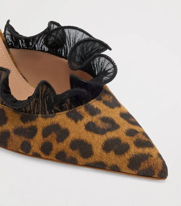 MALONE SOULIERS Suede Leopard Print Cecile Heeled Mules