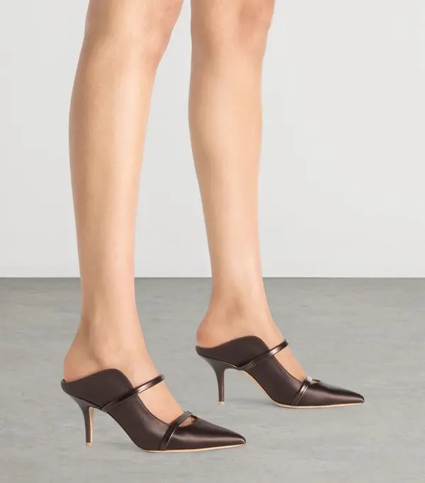 MALONE SOULIERS Maureen 70 Satin Mules - Brown