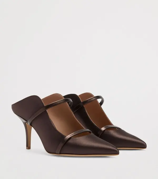 MALONE SOULIERS Maureen 70 Satin Mules - Brown