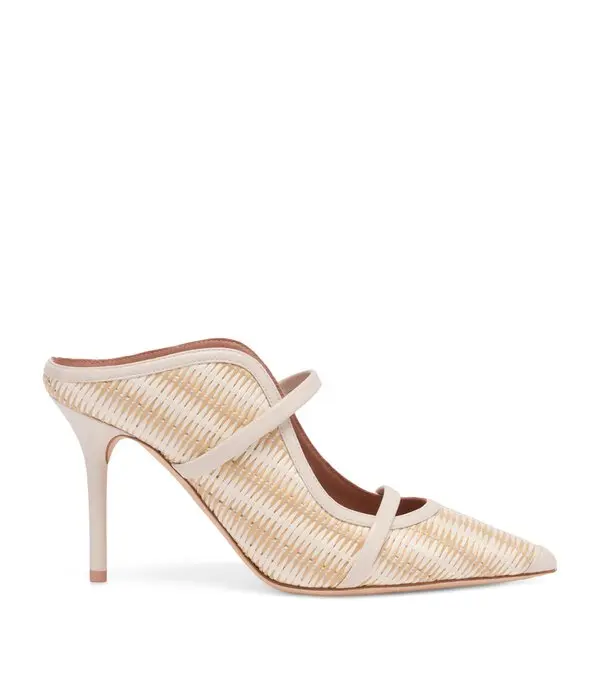 MALONE SOULIERS Maureen 85 Raffia Mules - Beige