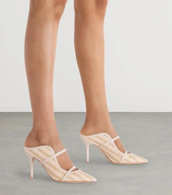 MALONE SOULIERS Maureen 85 Raffia Mules - Beige
