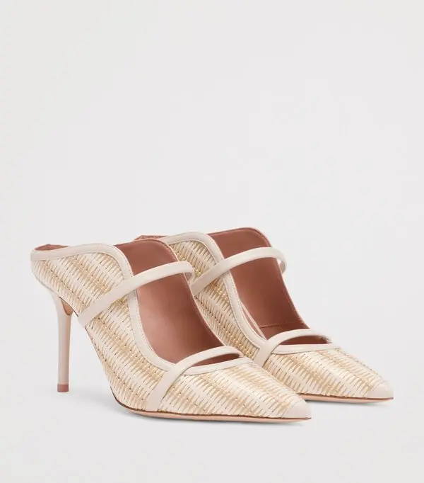 MALONE SOULIERS Maureen 85 Raffia Mules - Beige