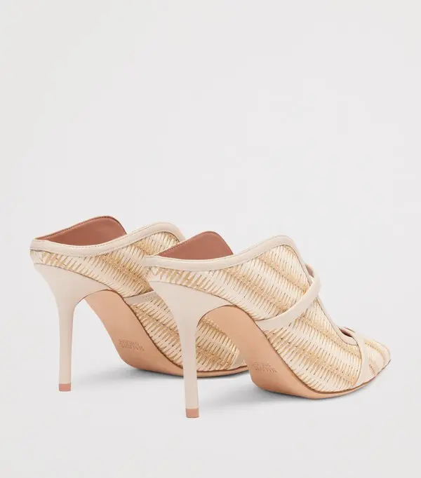 MALONE SOULIERS Maureen 85 Raffia Mules - Beige