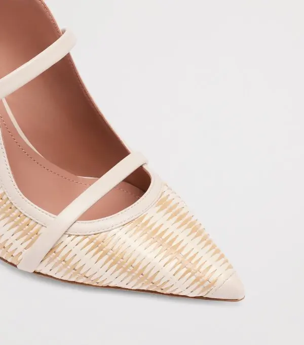 MALONE SOULIERS Maureen 85 Raffia Mules - Beige