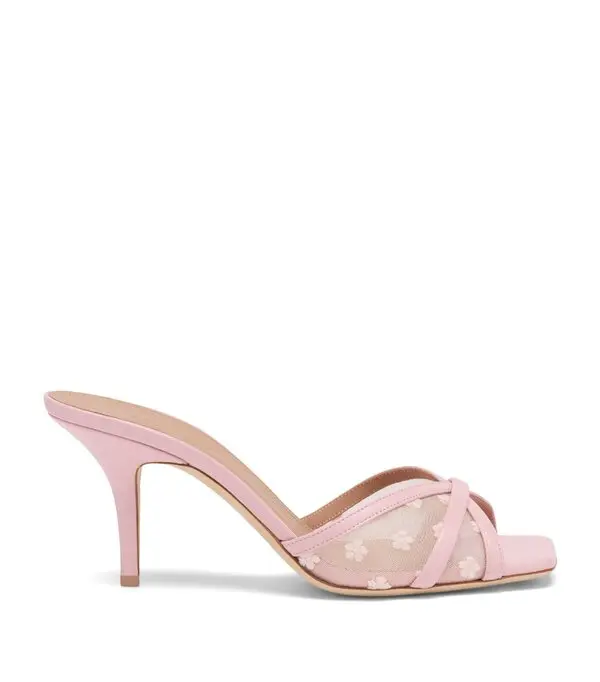 MALONE SOULIERS Perla Mesh And Leather Mules - Pink