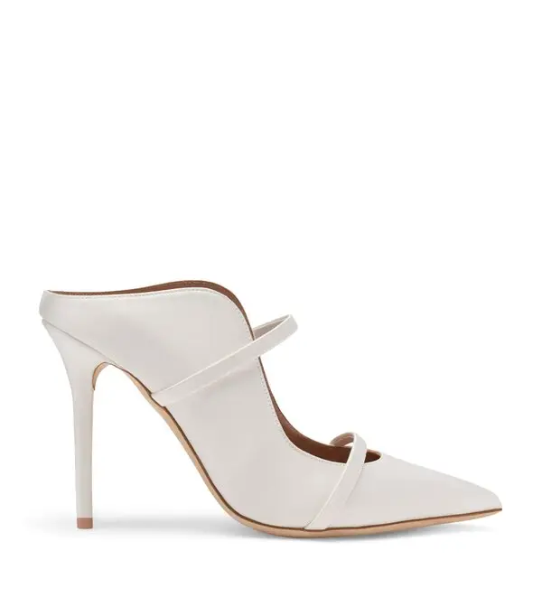 MALONE SOULIERS Maureen 100 Satin Mules - Ivory