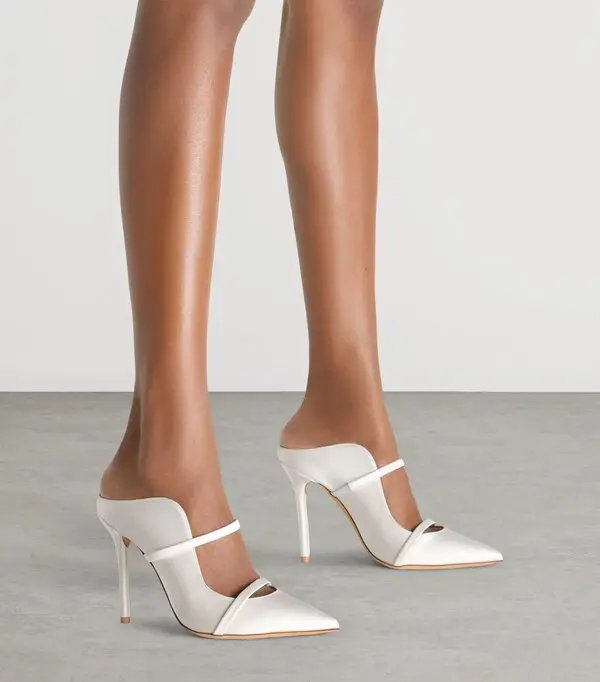 MALONE SOULIERS Maureen 100 Satin Mules - Ivory