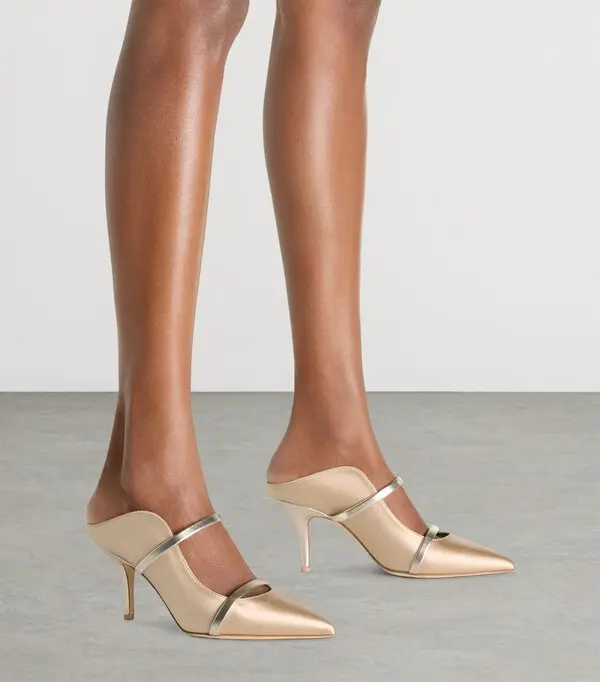 MALONE SOULIERS Maureen 70 Satin Mules - Nude