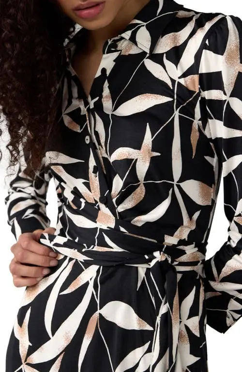 Diane Von Furstenberg Sana Two Leaf Print Wrap Shirtdress