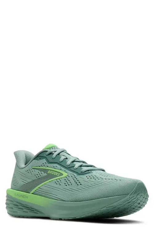 Brooks Launch Running Sneakers - Gray Mist/green