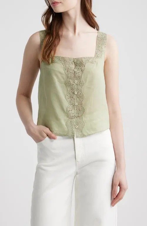 FRAME Embroidered Crop Tank