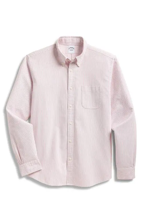Brooks Brothers Candy Stripe Oxford Cotton Button-down Shirt - Baroque Rose Candy Stripe