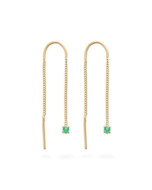 ELOISE JEWELRY Connection Chain Threader Earrings - Emerald