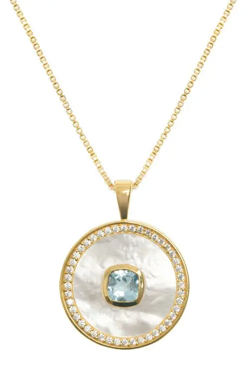 FREYA ROSE Mother Of Pearl Birthstone Necklace - Aquamarine
