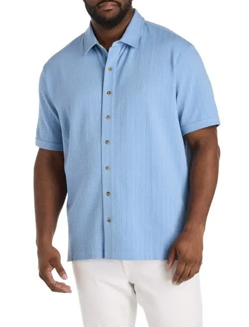 NAUTICA Big & Tall Button-down Seersucker Polo Shirt
