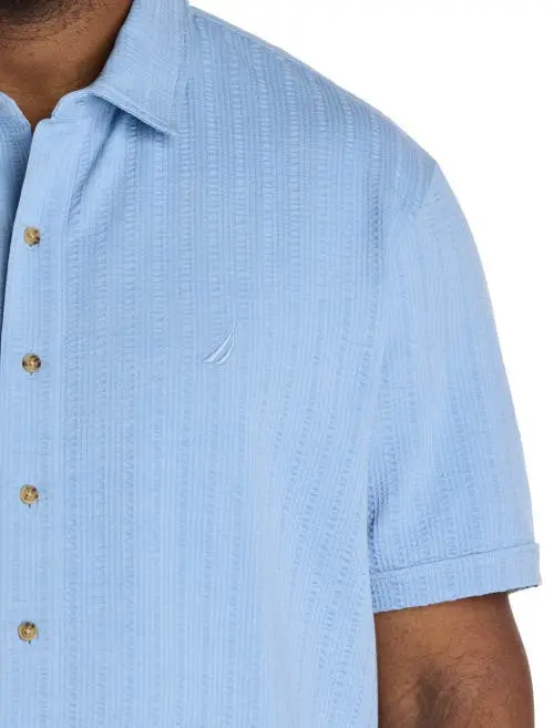 NAUTICA Big & Tall Button-down Seersucker Polo Shirt