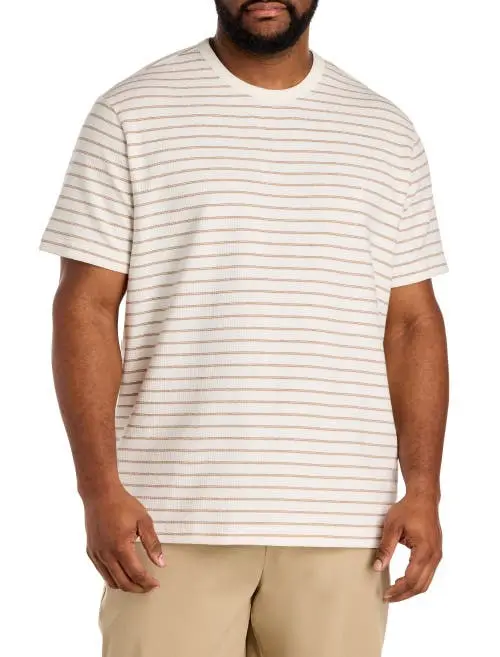 NAUTICA Big & Tall Textured Striped Crewneck T-shirt - Sail White