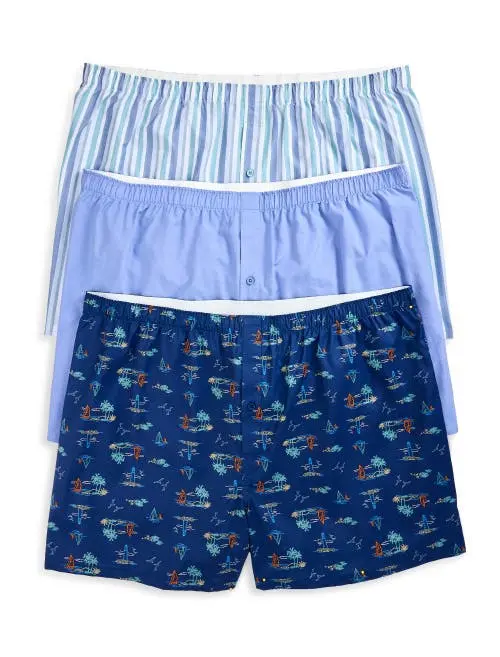 HARBOR BAY BY DXL Big & Tall 3-pk 4.5 Inch Woven Boxers - Sweet Escape