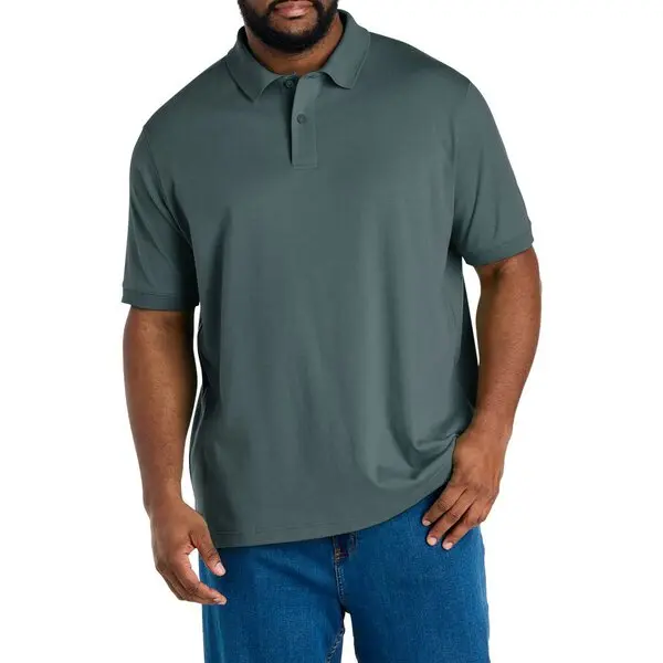 HARBOR BAY BY DXL Big & Tall Interlock Polo Shirt - North Atlantic