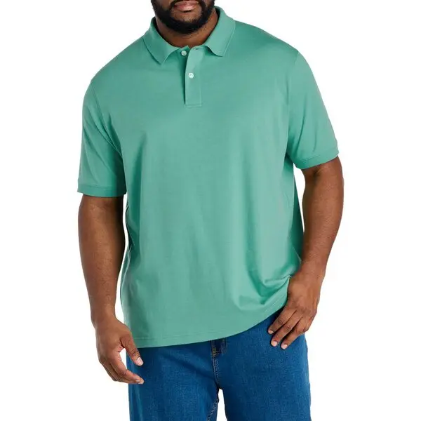 HARBOR BAY BY DXL Big & Tall Interlock Polo Shirt - Pool Green Pd