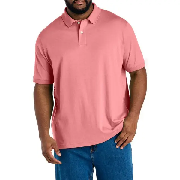 HARBOR BAY BY DXL Big & Tall Interlock Polo Shirt - Strawberry Ice Pd