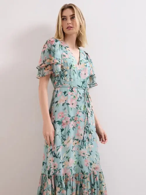 PHASE EIGHT Violet Floral V-neck Maxi Dress