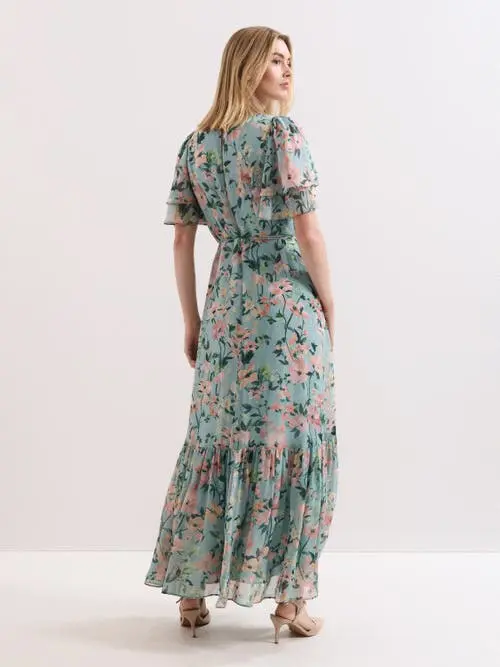 PHASE EIGHT Violet Floral V-neck Maxi Dress