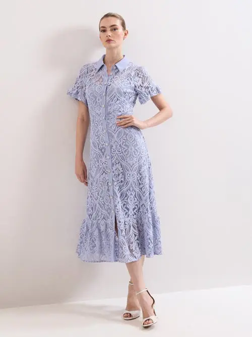 PHASE EIGHT Carmine Lace Midi Shirt Dress