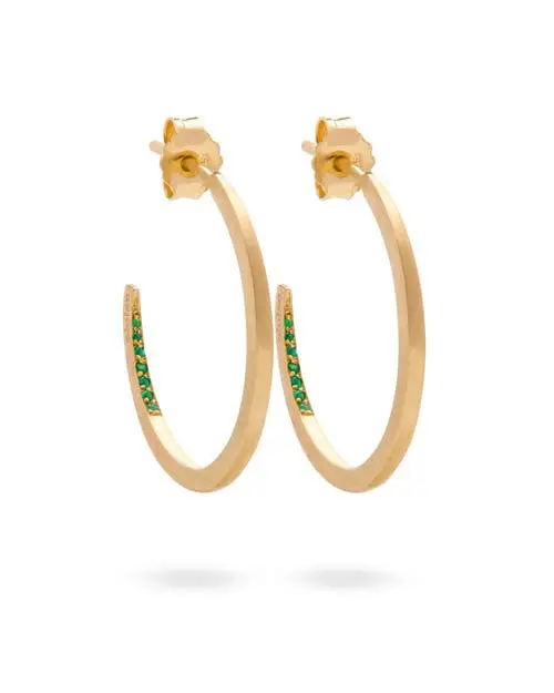 ELOISE JEWELRY Crescent Moon Hoop Earrings With Emeralds - Emerald