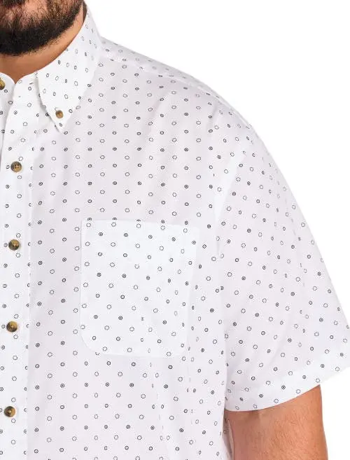 HARBOR BAY BY DXL Big & Tall Easy-care Dot Print Sport Shirt - White