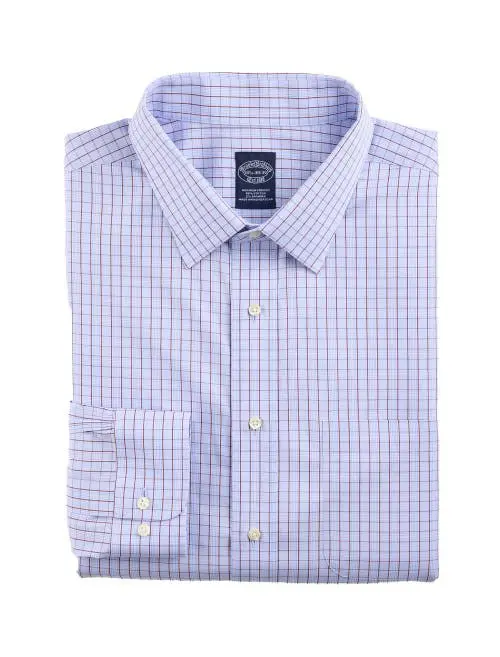 Brooks Brothers Big & Tall Non-iron Glen Plaid Dress Shirt V2 - Blue