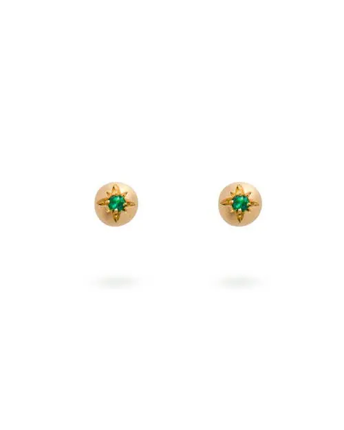 ELOISE JEWELRY Moon Stud Earrings With Emeralds - Emerald