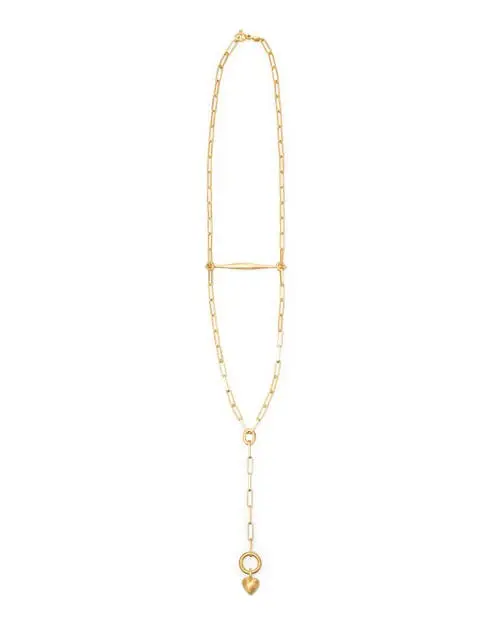 ELOISE JEWELRY Gold Plated Sterling Silver Heart Charm Y-necklace - Spindle