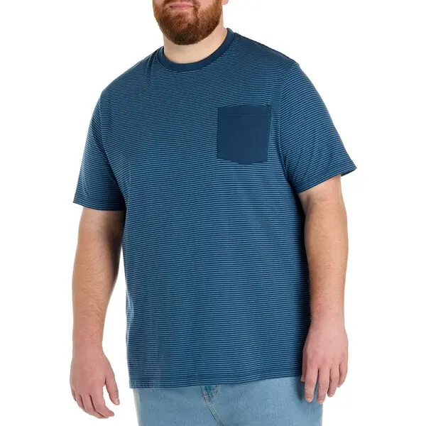 HARBOR BAY BY DXL Big & Tall Moisture-wicking Microstripe Pocket T-shirt - Big Dipper