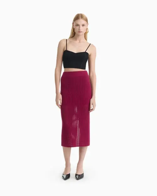 DODIEE Celine Wool Pointelle Knit Skirt