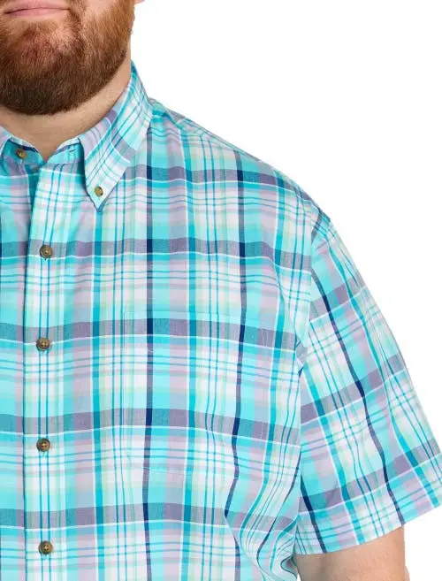 HARBOR BAY BY DXL Big & Tall Easy-care Medium Plaid Sport Shirt V6