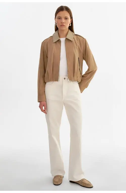 LAMARQUE Robbie Suede Bomber Jacket - Beige