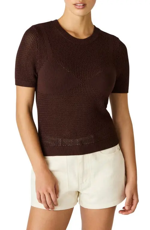 Steve Madden Blakelee Open Stitch Short Sleeve Sweater