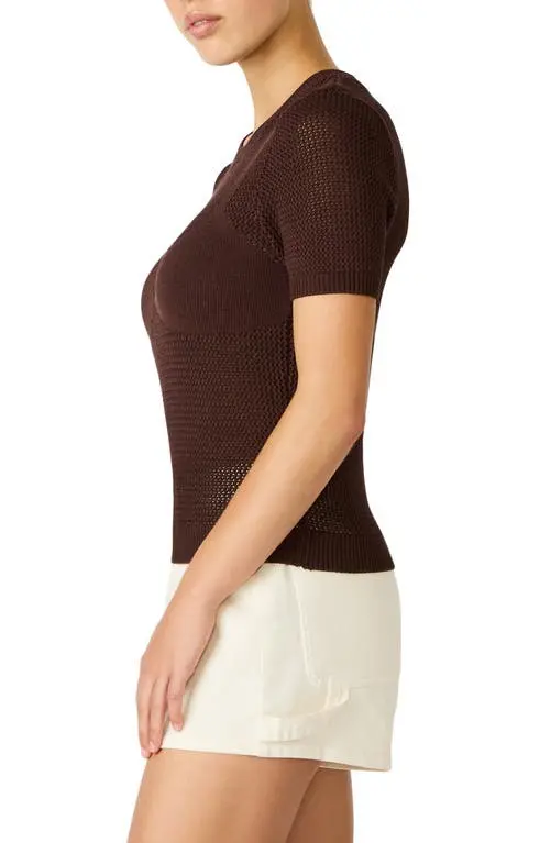 Steve Madden Blakelee Open Stitch Short Sleeve Sweater