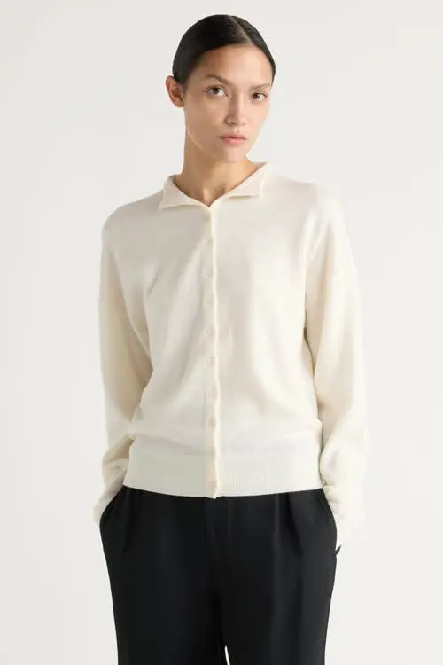 Modern Citizen Charlee Lightweight Wool Button Cardigan - Cream