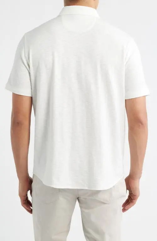 Johnston & Murphy Riley Short Sleeve Knit Button-up Shirt - White