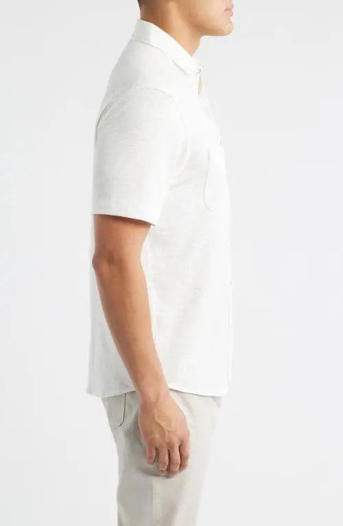 Johnston & Murphy Riley Short Sleeve Knit Button-up Shirt - White