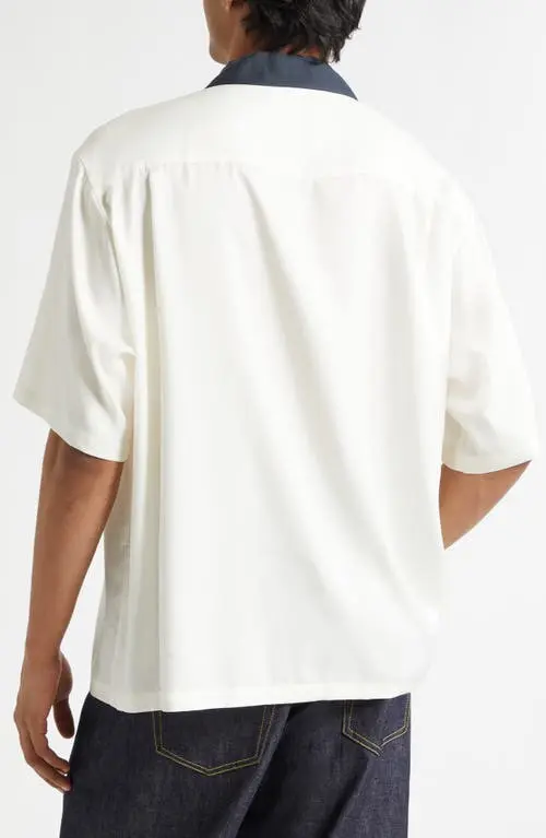 UNDERCOVERISM Graphic Short Sleeve Cupro Blend Button-up Shirt