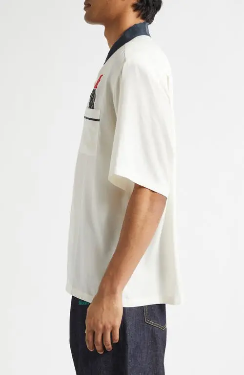 UNDERCOVERISM Graphic Short Sleeve Cupro Blend Button-up Shirt