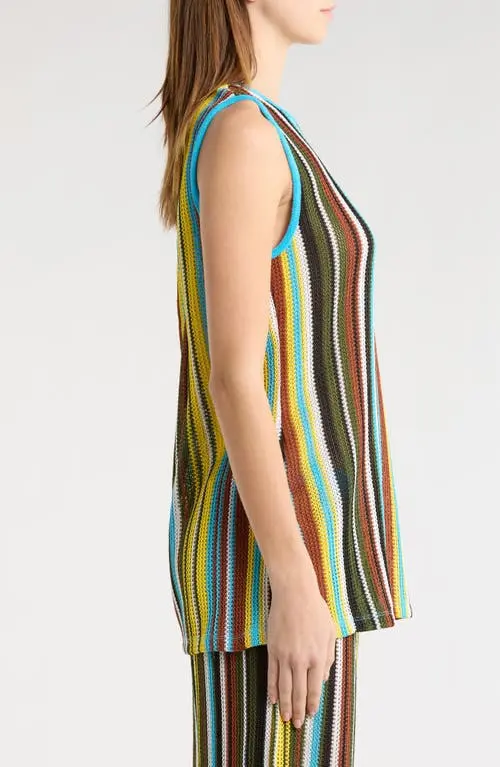 Staud Valley Stripe Open Stitch Knit Top