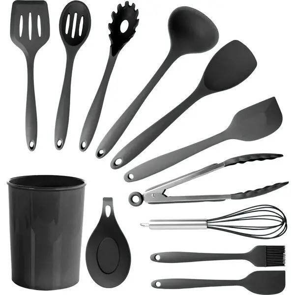 MEGACHEF Silicone Cooking Utensils - Black