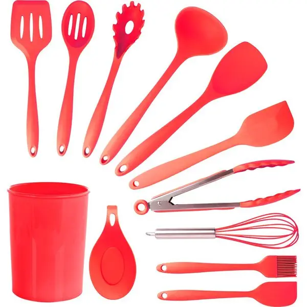 MEGACHEF Silicone Cooking Utensils - Red
