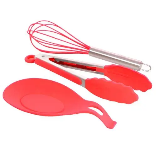 MEGACHEF Silicone Cooking Utensils - Red