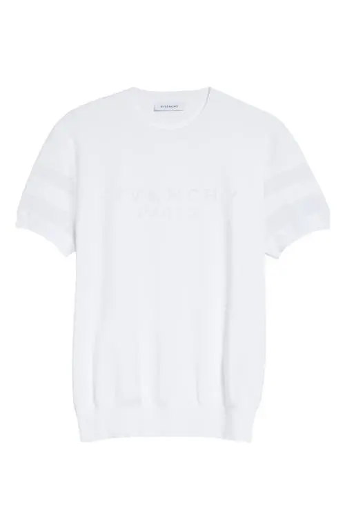 Givenchy Short Sleeve Cotton Blend Logo Sweater - White