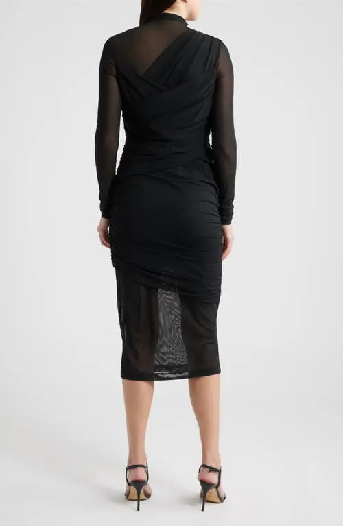 BOSS Etulia Ruched Long Sleeve Dress - Black